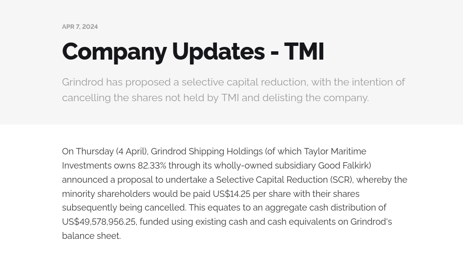 Company Updates - TMI